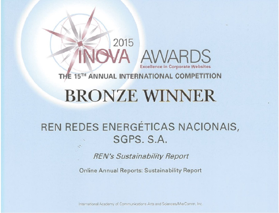 Relatório de Sustentabilidade da REN premiado nos iNOVA Awards